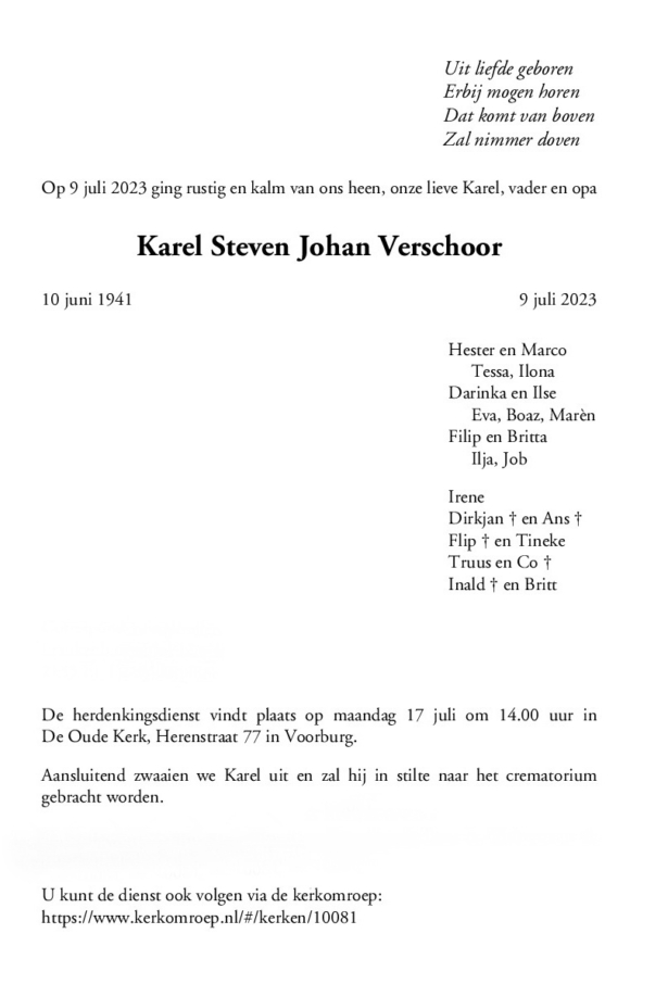Karel Verschoor overleden. – CKV VEO Korfbal